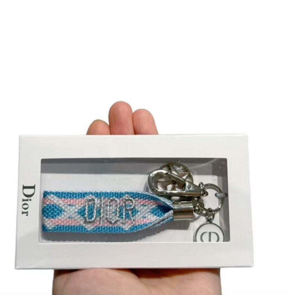 Dior Embroidered Fabric Keychain - Gem